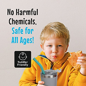 4 Pack Kids Toddler Cups,Insulated Stainless Steel Kids Tumbler with Reusable Smoothie Straws and Lids, Kids Water Bottle for Daily Use,BPA Free,Easy Clean,8oz, Blue/Teal/Red/Yellow - K Kichuzl