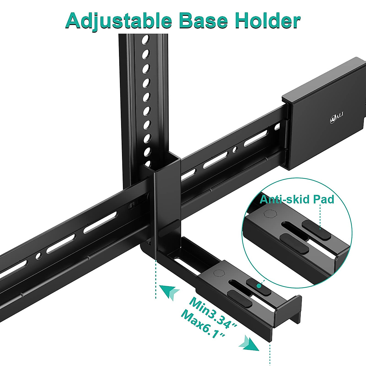 WALI Universal Soundbar Mount - Compatible with Samsung, Bose, Sonos,Lg,Vizio & More - Adjustable Under/Above/Wall Mount Bracket Supports Most Soundbars Up to 33lbs, Black
