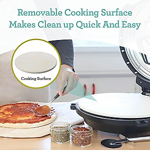 Euro Cuisine PM600 Crispy Crust 12" Rotating Pizza Maker with Stone & Baking Pan, Electric Pizza Oven Countertop - Versatile Indoor Pizza Maker Machine for Home, Ideal for Fresh & Frozen Pizza