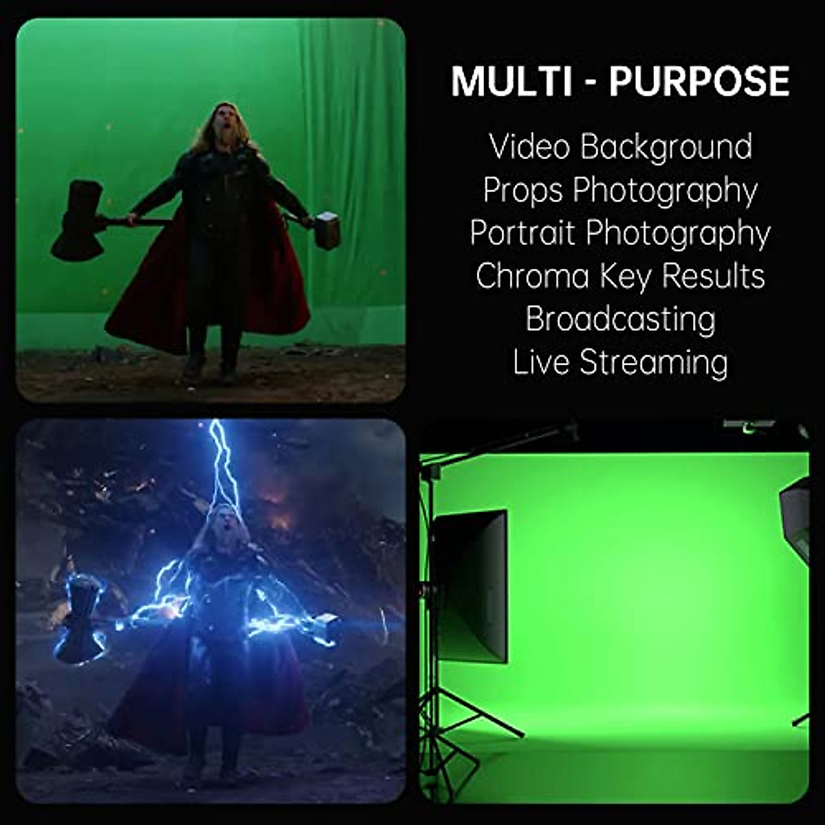 BEIYANG 10Ft x 20Ft Photography Backdrop Green Screen Non-Reflective Velvet Fabric Wrinkle Resistance Photo Background for Photo Studio Shooting Props