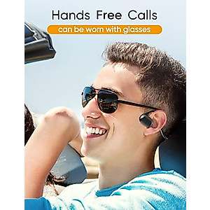 Premium Open Ear Air Conduction Headphones, Bluetooth 5.3 Wireless Earphones with Microphone, Stereo Sound Waterproof Sweatproof Sport Headsets for Running,Cycling,Workout,Hiking,Driving(Black)