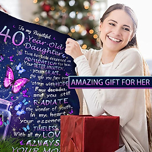 CUDEVS 40th Birthday Gifts for Women, 40 Year Old Birthday Gifts for Women, 40th Birthday Gifts Women Blanket, 40th Birthday Gifts, Daughter Birthday Gift