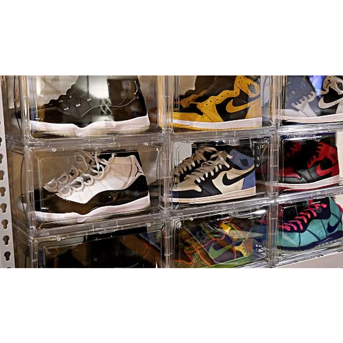 Proof Culture | Premium Shoe Storage Box, Clear Plastic Stackable Shoe Organizer for Closet, Space Saving Foldable Shoe Sneaker Containers Bins Holders (Large)