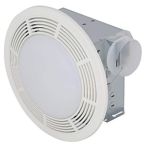 Broan-NuTone 751 Round Fan and Light Combo for Bathroom and Home, White Grille with Glass Lens, 100-Watts, 5.0 Sones, 100 CFM