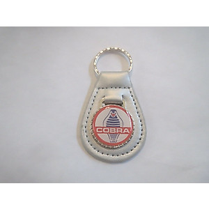 1960's SHELBY COBRA GT350 GT500 VINTAGE LOGO LEATHER KEYCHAIN - SILVER