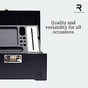 Rolling Rituals Large Premium Smell Proof Bamboo Storage Box with Rolling Tray Kit - Smell Proof box with combination lock, Glass Jars, Travel Tube and Accessories. Decorative Stash Box Set for Herbs