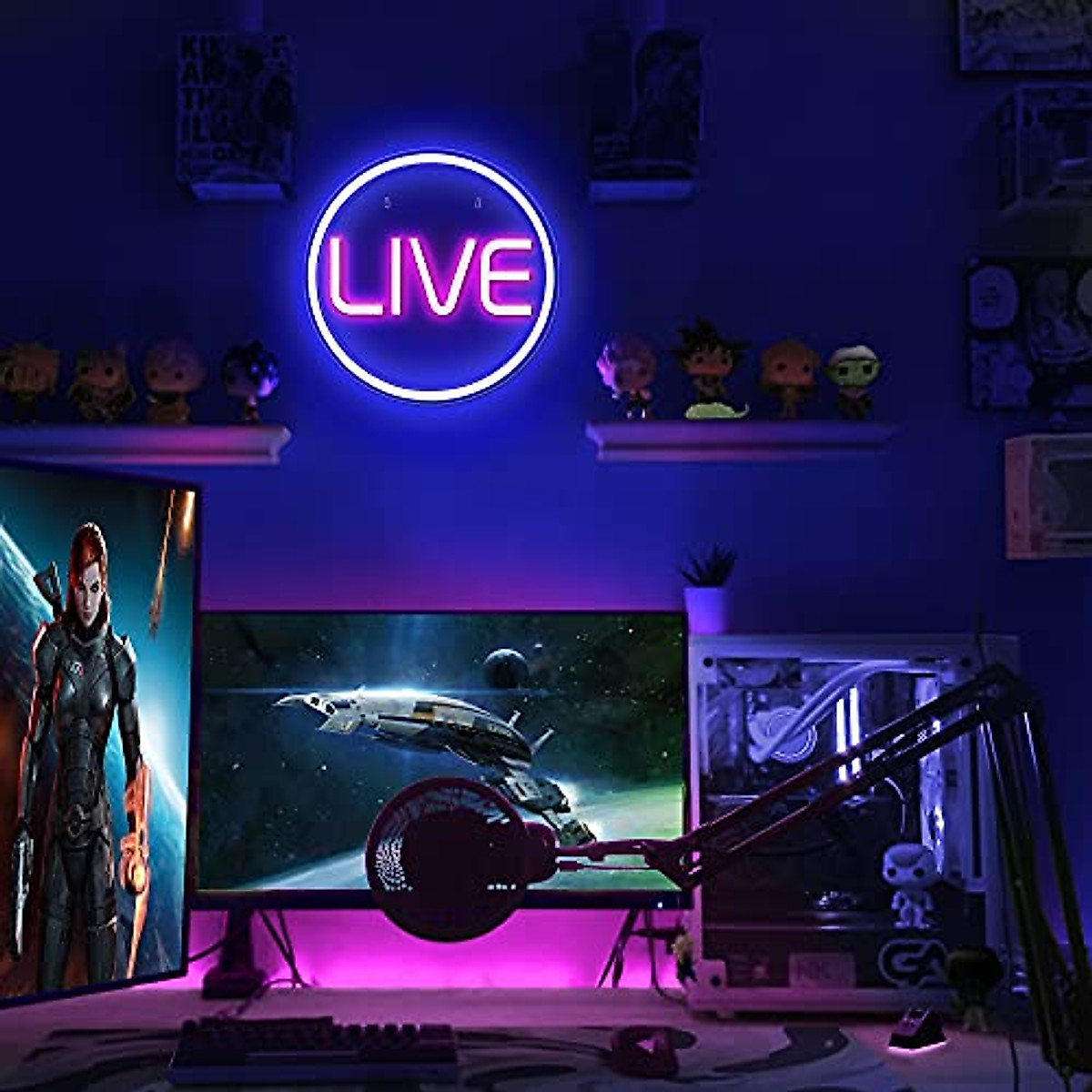 Lumoonosity LIVE Neon Signs - LED Live On Air Neon Lights for Twitch, Tiktok, Youtube Streamers/Gamers - Cool Live Streaming/Recording Sign - Round Led Sign for Studio, Wall, Bedroom, Game Room Decor