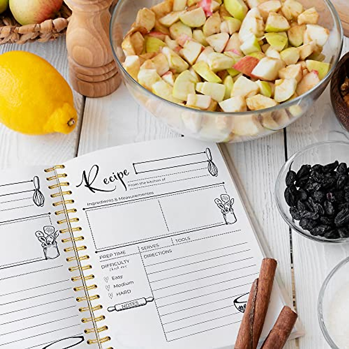 Recipe Book to Write in Your Own Recipes, 1 Pack 8.5" x 11" Blank Recipe Notebook, Double Spiral Cookbook Recipe Journal Notebook Include 200 Recipes Page With Beautifull Inner Design