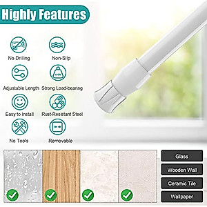 KUANVE 4 Pack Window Security Bars Adjustable Sliding Glass Door Bar Sliding Door Security Bar Window Safety Lock Bar with Rubber Tips for Children Home, Extends from 15.8-27.6 Inch (White)