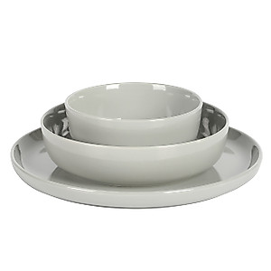 Gibson Home Oslo 12-Piece Porcelain Chip and Scratch Resistant Dinnerware Set, Grey,Service for 4