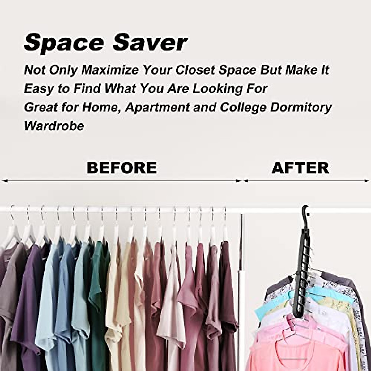 Closet Organizers and Storage,6 Pack Sturdy Closet Organizer Hangers,College Dorm Room Essentials,Closet Storage,Closet Organization,Magic Space Saving Hanger with 9-Holes for Wardrobe Heavy Clothes