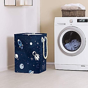 DEYYA Astronaut Spaceship Rocket Moon Collapsible Laundry Hampers Large Laundry Baskets Storage Bin for Bathroom Bedroom Organization