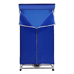 VPABES Portable Clothes Dryer with Timer, 1200W Drying Machine for Laundry 2-Tier Foldable Clothes Dryer Rack Stainless Steel Mini Dryer for Apartments Home Dorms Travel RV (Blue w/Remote)