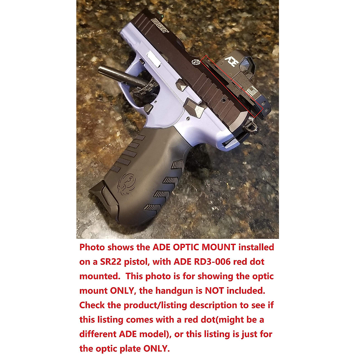 Ade Advanced Optics Bertrillium RD3-013 Red Dot Reflex Sight for Ruger SR22 Pistol