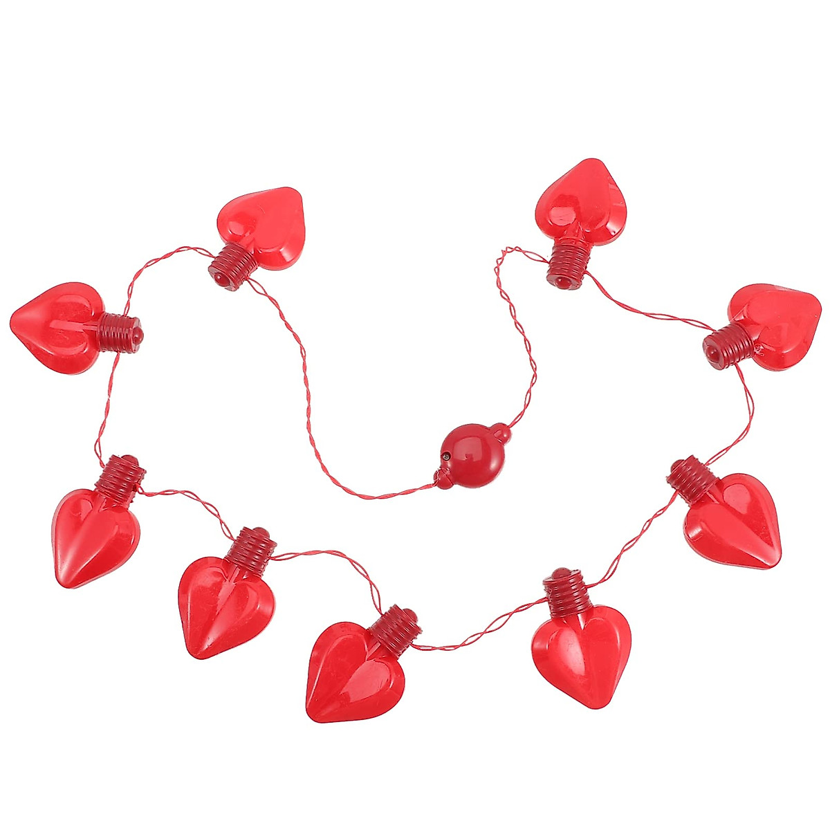 Glowing Heart Shaped Bulb Necklace Led Light up Necklace Valentines Red Love Heart Necklace Glow in The Dark Led Light Bulbs for Kids Adults Wedding Valentines Day Party Decor