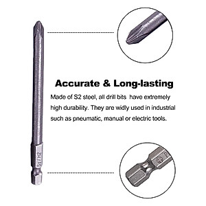 Rocaris 12 Pack 1/4 Inch Hex Shank Long Magnetic Screwdriver Bits Set 4 in Power Tools (Slotted+Cross Head)