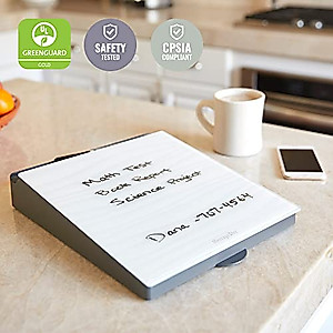 ECR4Kids MessageStor Dry-Erase Glass Board Memo Station, Desk Organizer, Waves