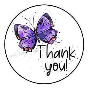 1.5" Inch Purple Butterfly Thank You Stickers - Butterfly Stickers - Thank You Stickers Envelope Seals Labels - D #AA61RK (30 Pcs)