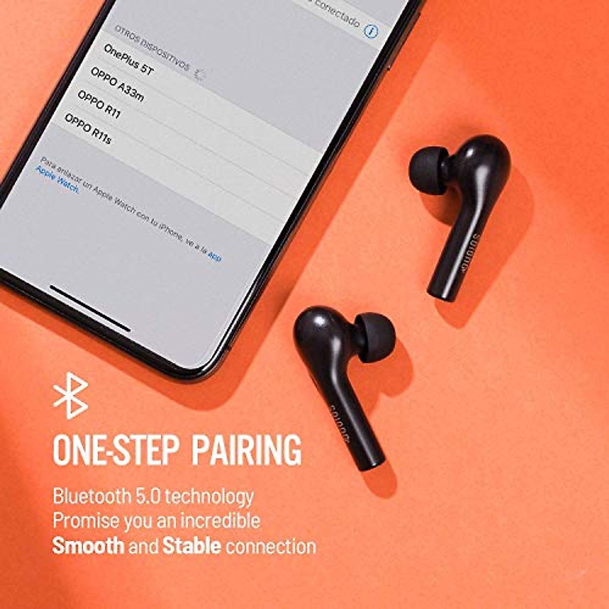 Wireless Earbuds with Charging Case, Bluetooth 5.0 Earphones 20Hrs Playing Time in-Ear Clear Call Stereo Sound Built-in Mic Sweatproof Auto Pairing for iPhone Samsung Android, Noise Cancelling