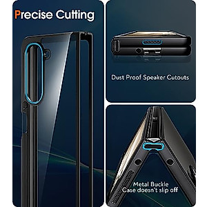 Z Fold 5 Case for Samsung Galaxy Z Fold5 5G, Slim Ultra-Thin Crystal Clear Acrylic PC Back Cover [Hinge][Transparent] Soft Silicone Bumper Full-Body Shockproof Protective Cases for Samsung Z Fold 5 5G