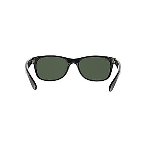 Ray-Ban RB2132 New Wayfarer Sunglasses + Vision Group Accessories Bundle, unisex-adult (Black/Crystal Green,58)