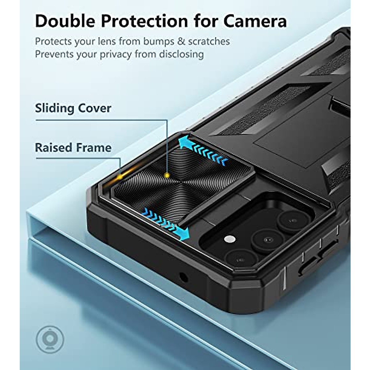 FNTCASE for Samsung Galaxy A14-5G Case: Protective Shockproof Rugged Military Grade Drop Protection A14 Cell Phone Mobile Cover with Kickstand | TPU Matte Textured Tough Hybrid Hard Cases - Black