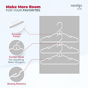 24pk Attachable Clothes Hangers - Heavy Duty Plastic Hangers for Closet Organization, Space Saving Hangers for Pants, Shirts, and Coats - Space Saver Hangers, Closet Space Triangles - Made in USA