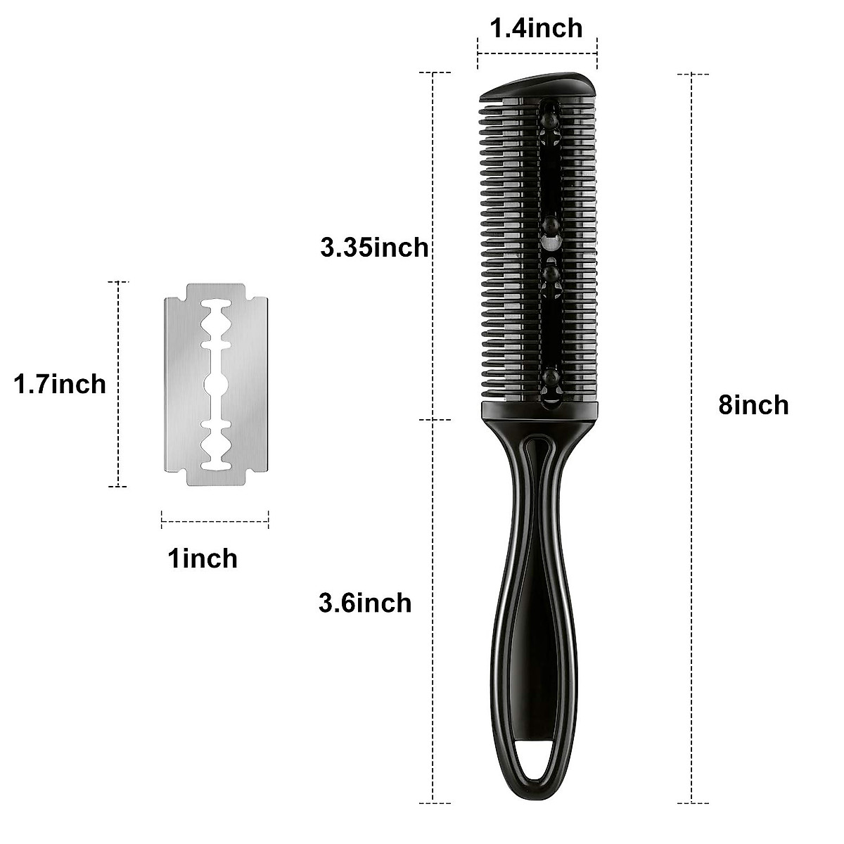3 Pieces Razor Comb with 10 Pieces Razors, Hair Cutter Comb Cutting Scissors, Double Edge Razor, Hair Thinning Comb Slim Haircuts Cutting Tool (Black)