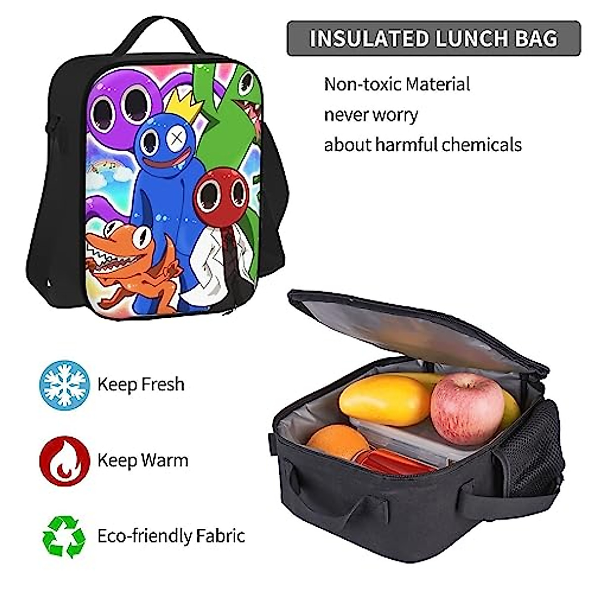 AENNA Cartoon Game Backpack Set Boys Girls Bookbag with Pencil Case Lunch Bag for Teens School Picnic Travel