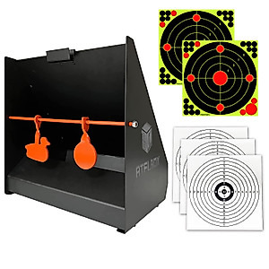 Atflbox Pellet Trap Target with 12''x12'' Splatter Bullseye Paper Targets and Spinning Shooting Targets for .177 Caliber, Shooting Targets for Air Gun Airsoft BB Gun Rifle (Airgun)