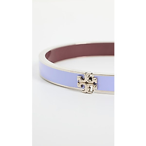 Tory Burch Women's Kira Enamel 7mm Bracelet, Tory Silver/Lavender/Chocolate, Medium