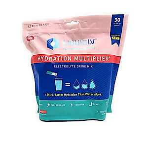 Liquid I.V. Hydration Multiplier, Electrolyte Powder, Easy Open Packets, Supplement Drink Mix (Strawberry 30 Count)