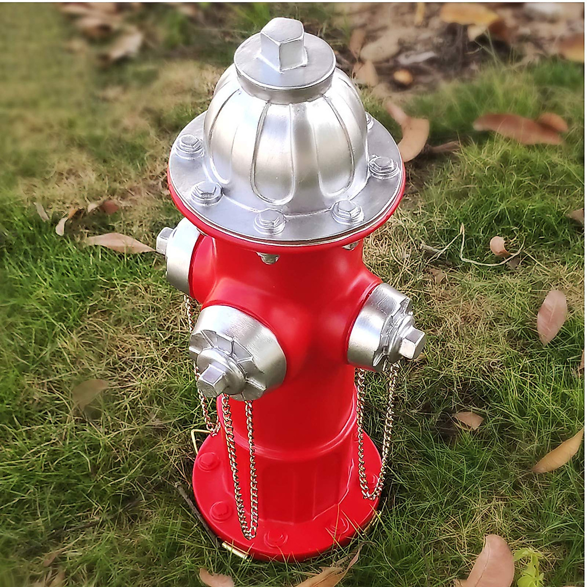 Choies Dog Fire Hydrant Statue with 4 Stake,Puppy Pee Post Training Statue,Outdoor Large Fire Hydrant Statue Garden Patio Ornament Decorations 14.5 inch Tall
