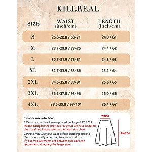 KILLREAL Women's Casual Knee Length High Waisted Flare Midi A Line Full Circle Formal Skirt Plus Size Black XXXX-Large