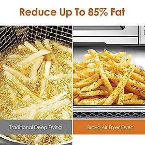 Nuwave Bravo XL Air Fryer Toaster Smart Oven, 12-in-1 Countertop Grill/Griddle Combo, 30-Qt XL Capacity, 50F-500F adjustable in precise 5F increments. Integrated Smart Thermometer, Linear T Technology