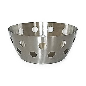 StainlessLUX 76324 Brushed Stainless Steel Fruit Bowl/Bread Basket, Round-shaped with Polka Dot Design - Fine serveware for your home