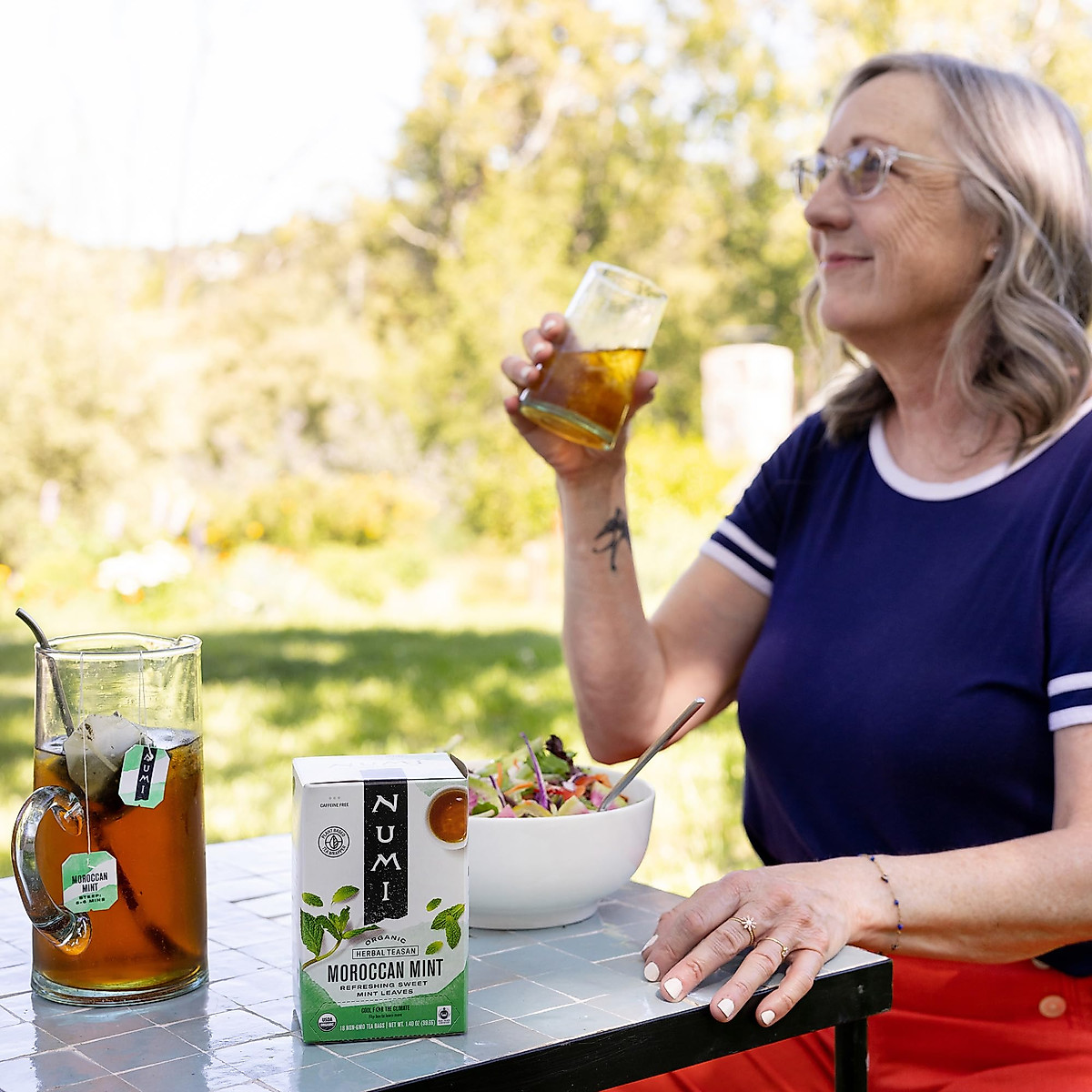 Numi Organic Moroccan Mint Tea, 18 Tea Bags (Pack of 3), Refreshing Nana Mint, Caffeine Free Herbal Tea (Packaging May Vary)