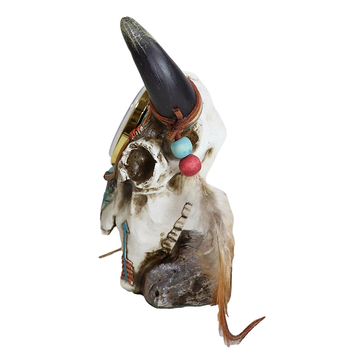 Ebros Southwestern Native American Indian Dreamcatcher Feathers Steer Bull Cow Skull Decorative Desktop Table Clock Figurine Turquoise Spirit Skulls Cows Medicine Bison Western Talisman Accent