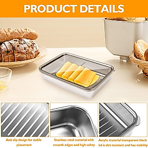 craftshou 2 Pcs Stainless Steel Bacon Container for Refrigerator 1L Deli Meat Saver Keeper Container with Airtight Lids Cold Cuts Food Storage Container for Fridge Kitchen Freezer,Cookie Holder