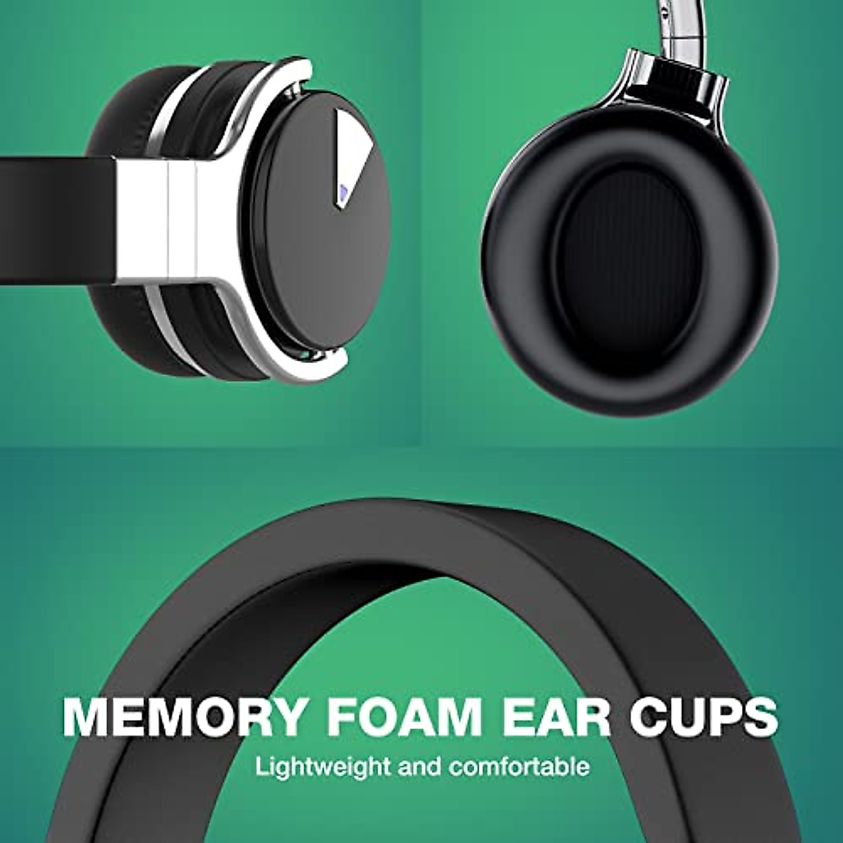 Audonia E7 Wireless Headphones with Mic Deep Bass, Bluetooth Headphones Over Ear, Hi-Def Audio, Comfortable Memory Foam Ear Cups with 30H Playtime for Travel, Home - Titanium Black