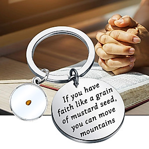 FAADBUK Christian Gift Mustard Seed Keychain If You Have Faith Like A Grain Of Mustard Seed You Can Move Mountains Jewelry (Have Faith K-S)