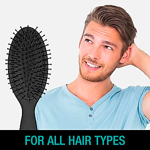 ConairMen Hair Brush - Mens hair brush - Mens Hairbrush for Everyday Brushing with Wire Bristles and Cushion Base - Mens Brush for All Hair Types - Black