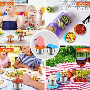 LEGELITE 10 Pack Salad Dressing Containers To Go, Reusable Small Condiment Containers with Lids, Stainless Steel Condiment Cup, Dipping Sauce Cups Container for Lunch (2.5OZ)