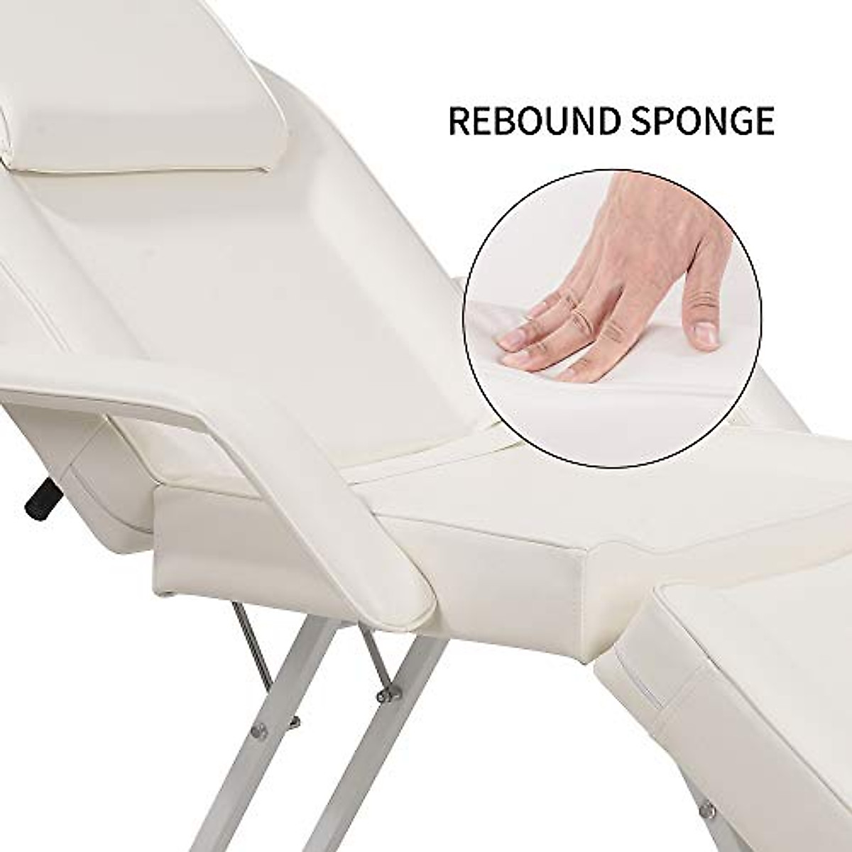 Lovpear Adjustable Massage Bed Waxing Table for Profeesioanl Tattoo Chair Eyelash Chair Salon Spa Equipment(White)
