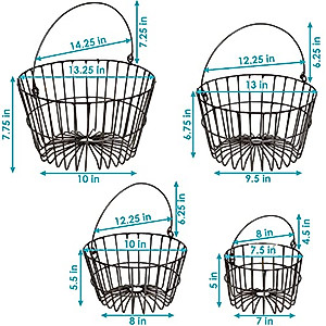 Sunnydaze 4-Piece Rustic Metal Nesting Baskets with Handles - Farmhouse Style Bins for Indoor/Outdoor Home Storage and Decor