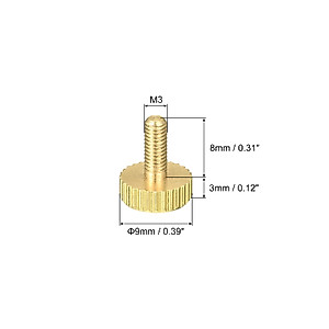 uxcell Knurled Thumb Screws, M3x8mm Flat Brass Bolts Grip Knobs Fasteners for PC, Electronic, Mechanical 5Pcs