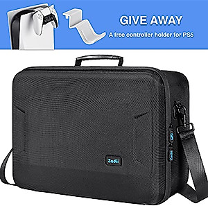 Zadii Hard Shell Carrying Case Compatible with PS5, Protective Travel Bag Holds PlayStation 5 Console, DualSense Controllers, Base and Other Accessories