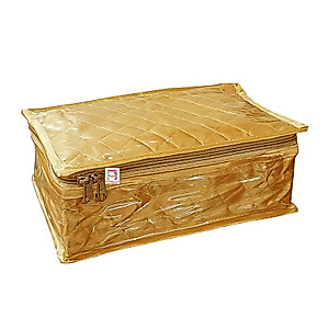 atorakushon Set of 4 Satin Makeup Pouches Cosmetic Necklace Earrings Vanity Jewellery Organizer For Women's (Golden)