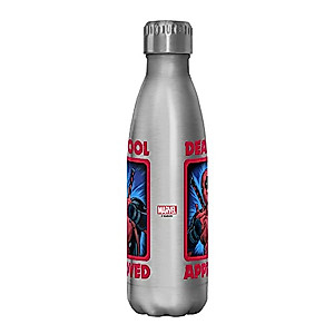 Marvel Deadpool Approved 17 oz Stainless Steel Water Bottle, 17 Ounce, Multicolored