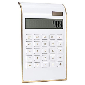 Financial Calculator, Portable 10 Digits Calculator Solar Calculator, Convenient for Carrying, for Office Home(White)